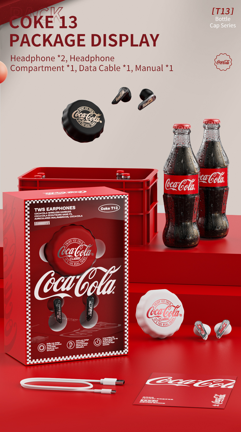 Coca-Cola T13 True Wireless Bluetooth Earbuds Semi-in-ear Design | 13mm ...