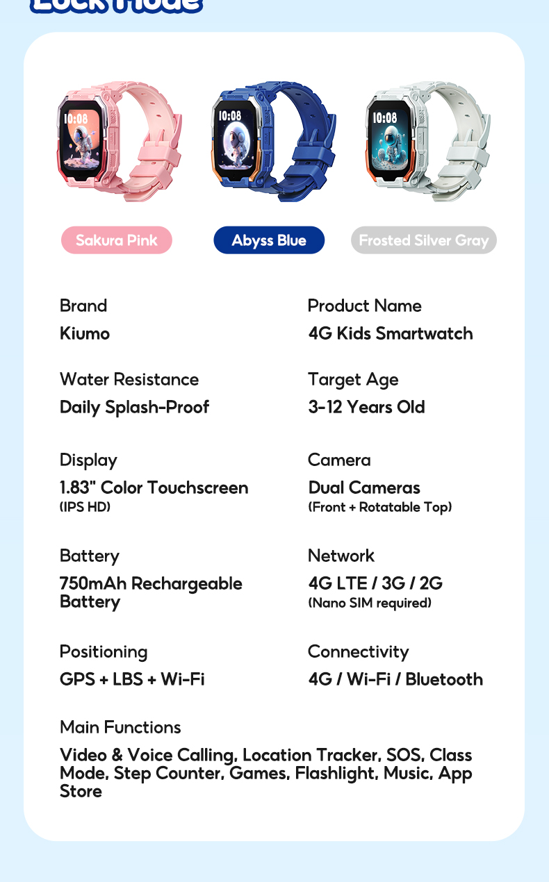 Kiumo Smartwatch With Android System For Kids With Sim Card Accurate ...