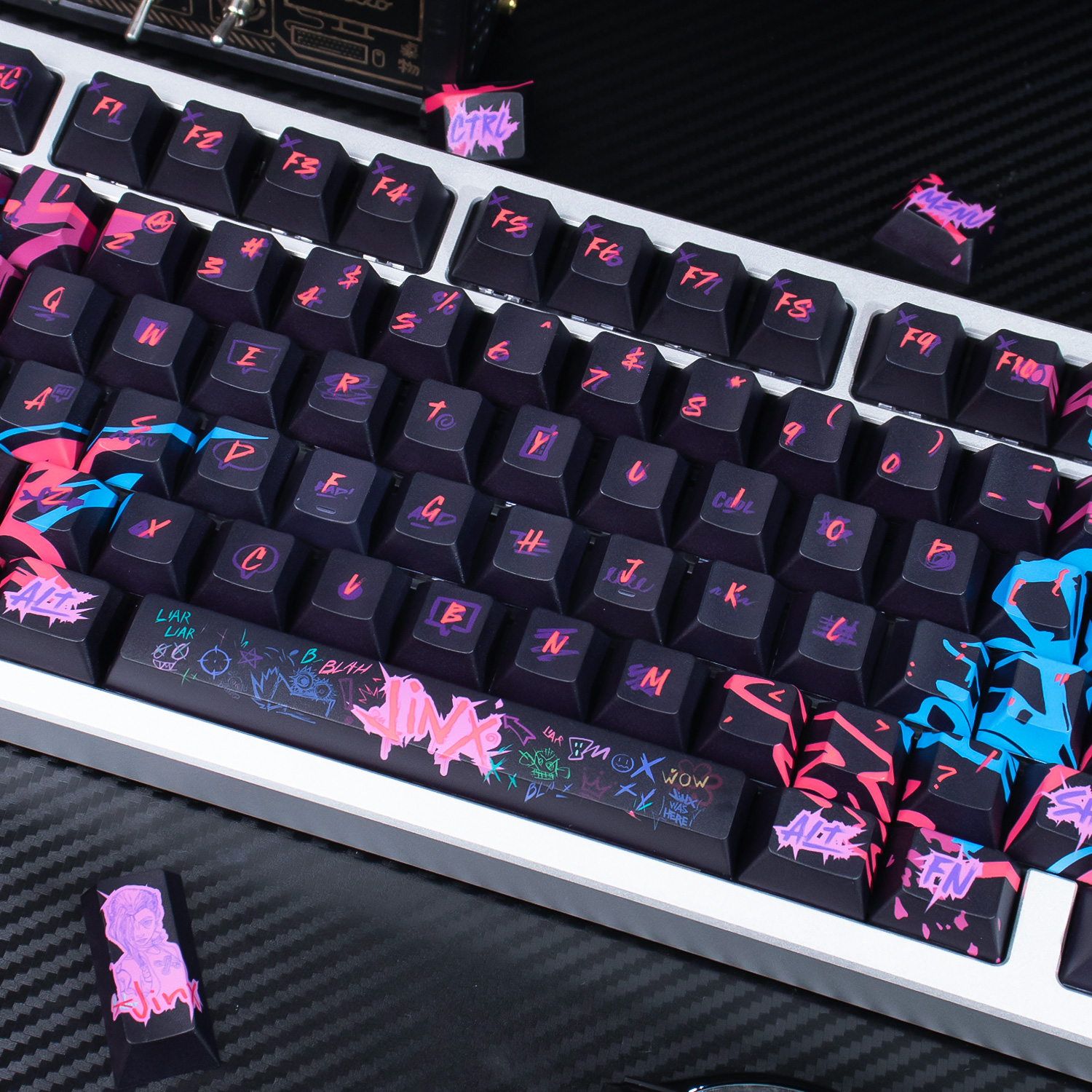 Jinx Keycaps Black Cyberpunk PBT Cherry profile Keycap set fot ...