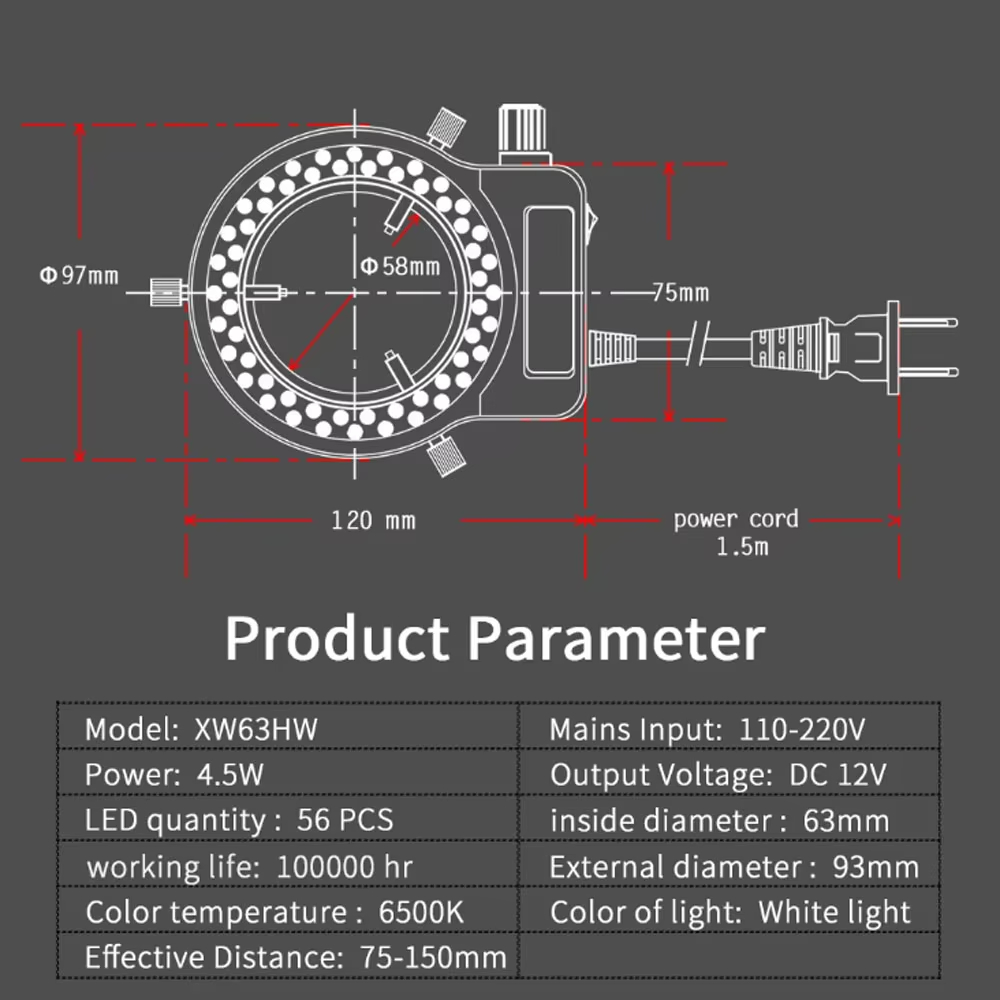 Industrial microscope ring led light direct LED 56 lamp beads ...