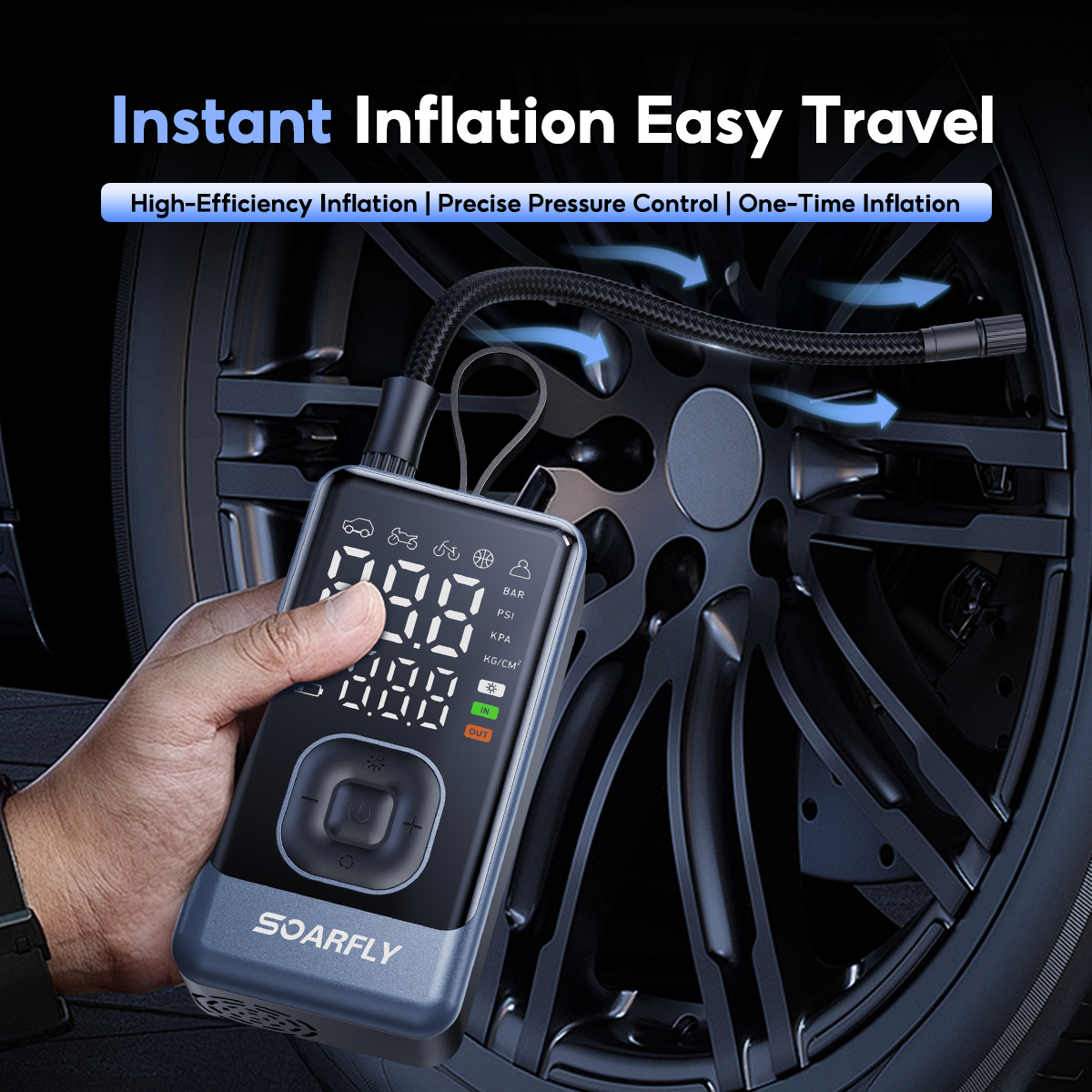 SOARFLY Inflator for Car Portable Fast Inflation with Auto Shut-Off for ...