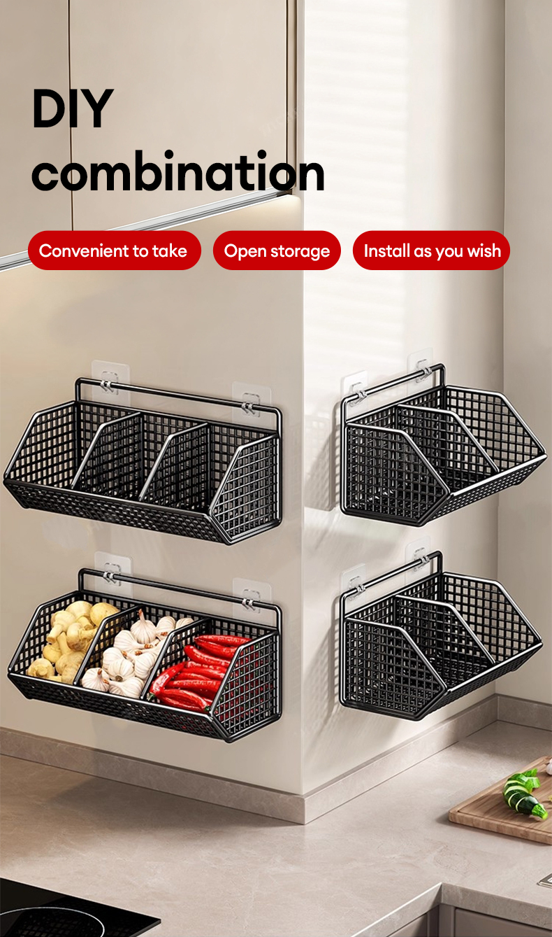 GAA Wall Mounted Condiments Organizer Rack Kitchen Spice Storage ...