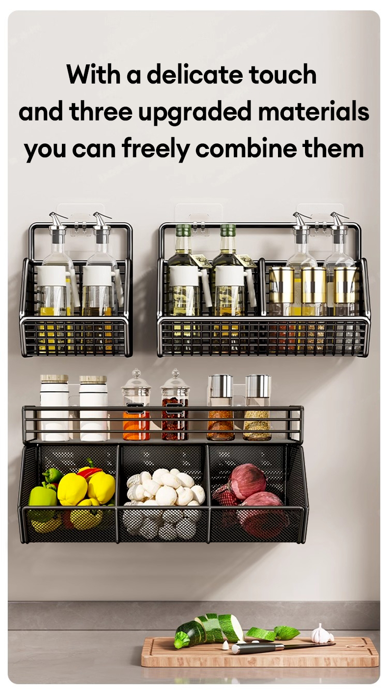 GAA Wall Mounted Condiments Organizer Rack Kitchen Spice Storage ...