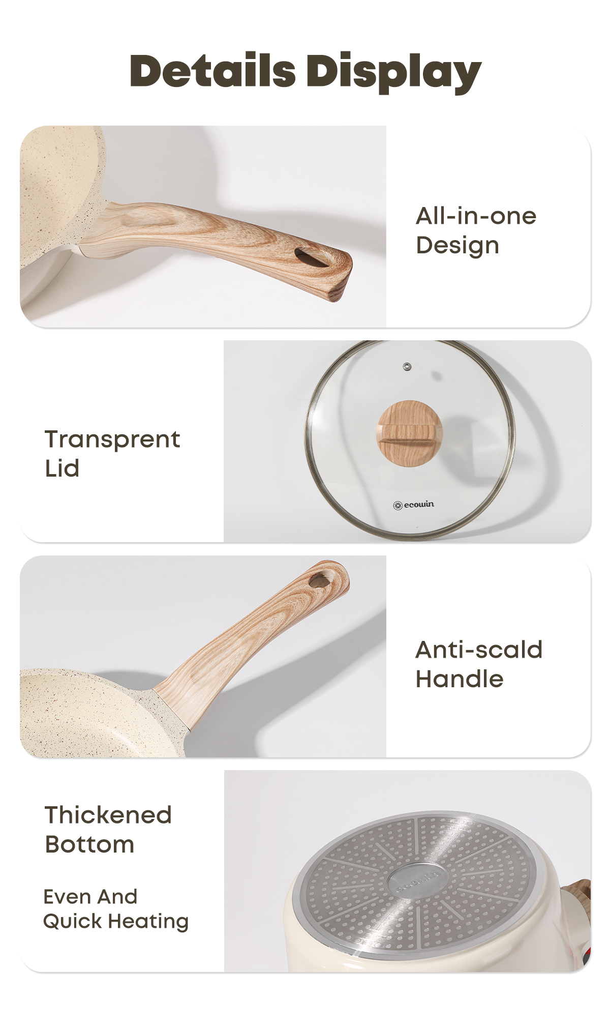 Ecowin 26cm Frying Pan Wok with lid No PFAS&PTFE&PFOA and is Suitable ...