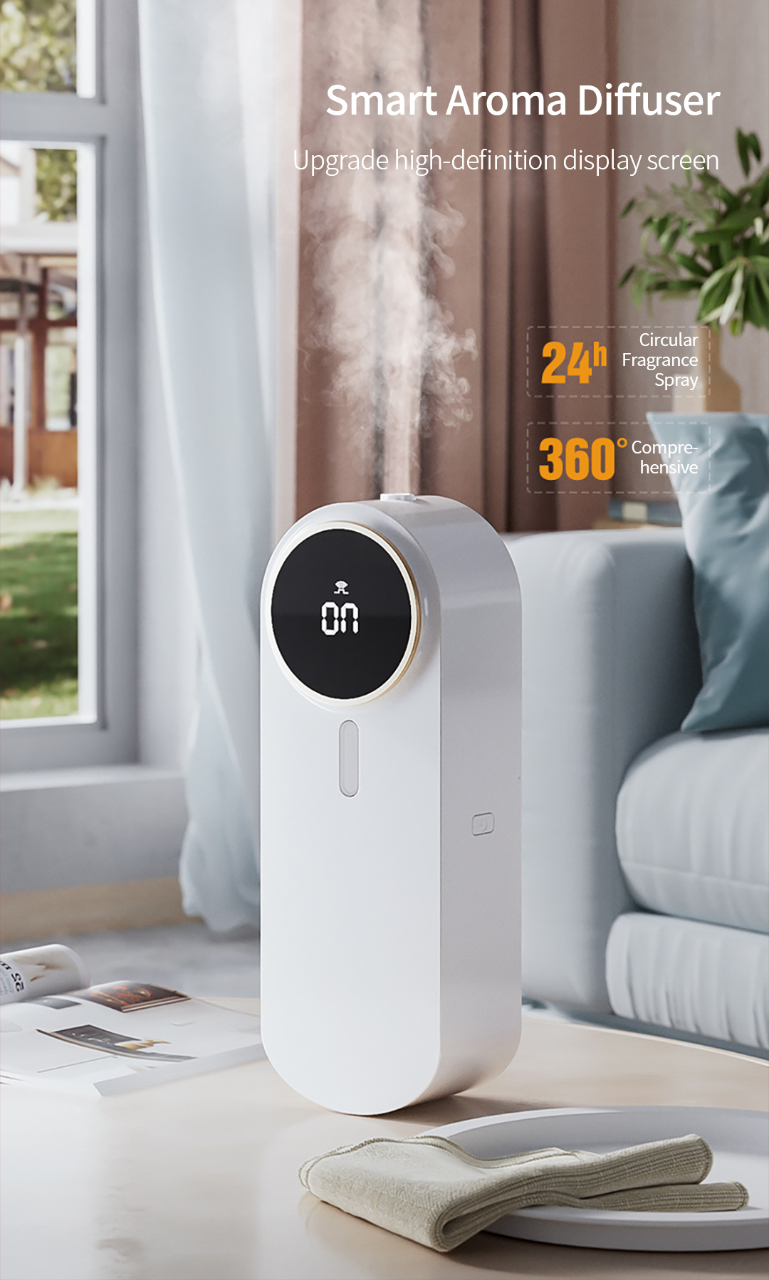 MYX W3 Smart Aroma Diffuser with HD Display 5 Spray Mode 360° All-Round ...