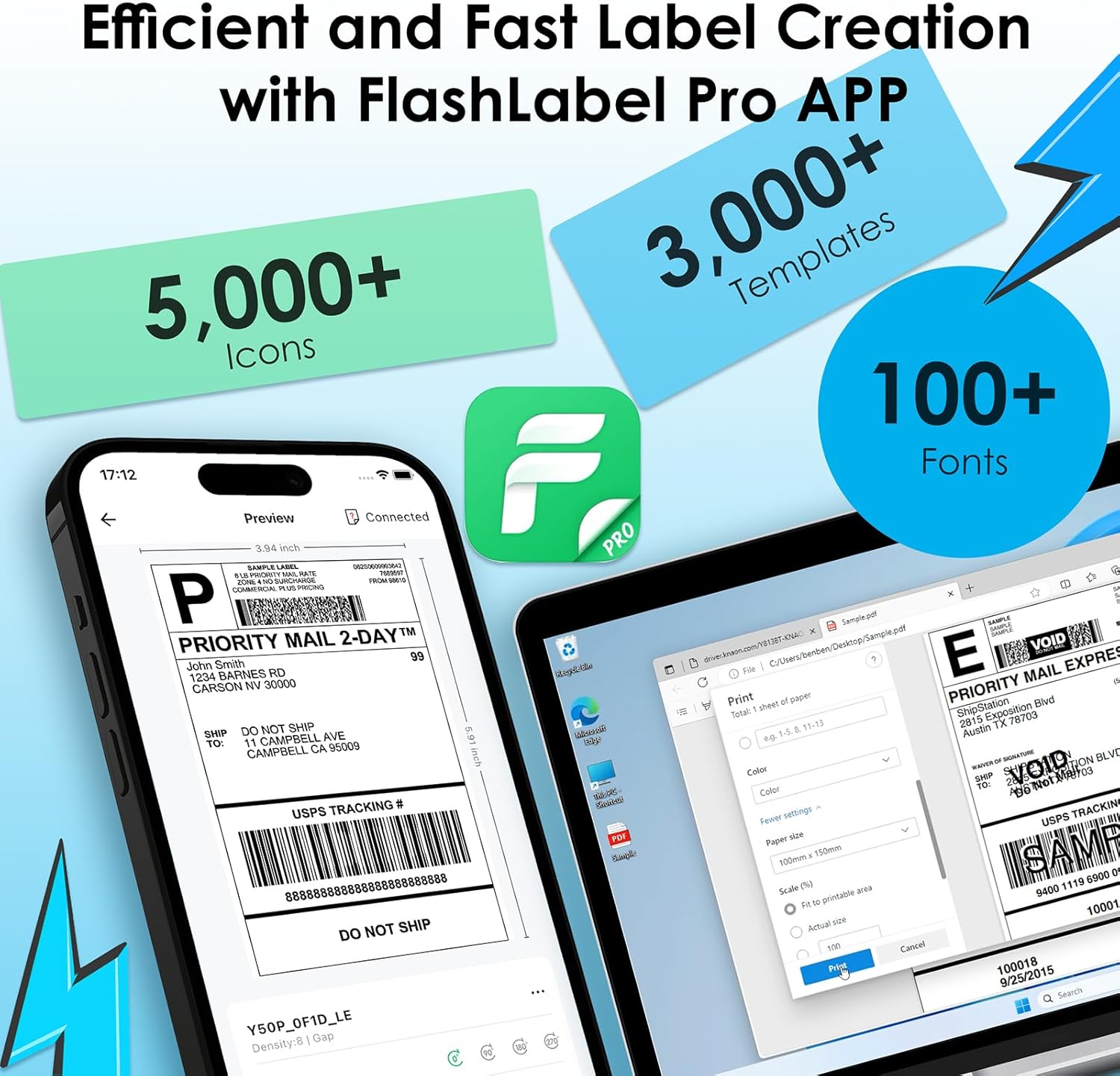 Flashlabel Y41 A6 Waybill Printer Thermal Shipping Label Printer ...