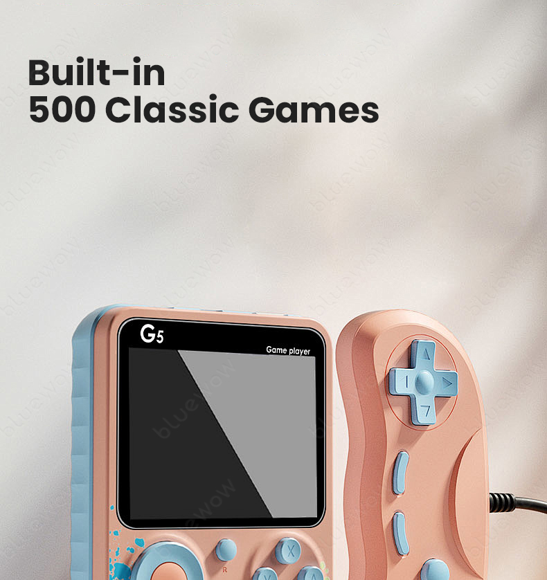 BlueWow G5 Retro Handheld Game Console 500 in 1 Classic Mini Gaming ...