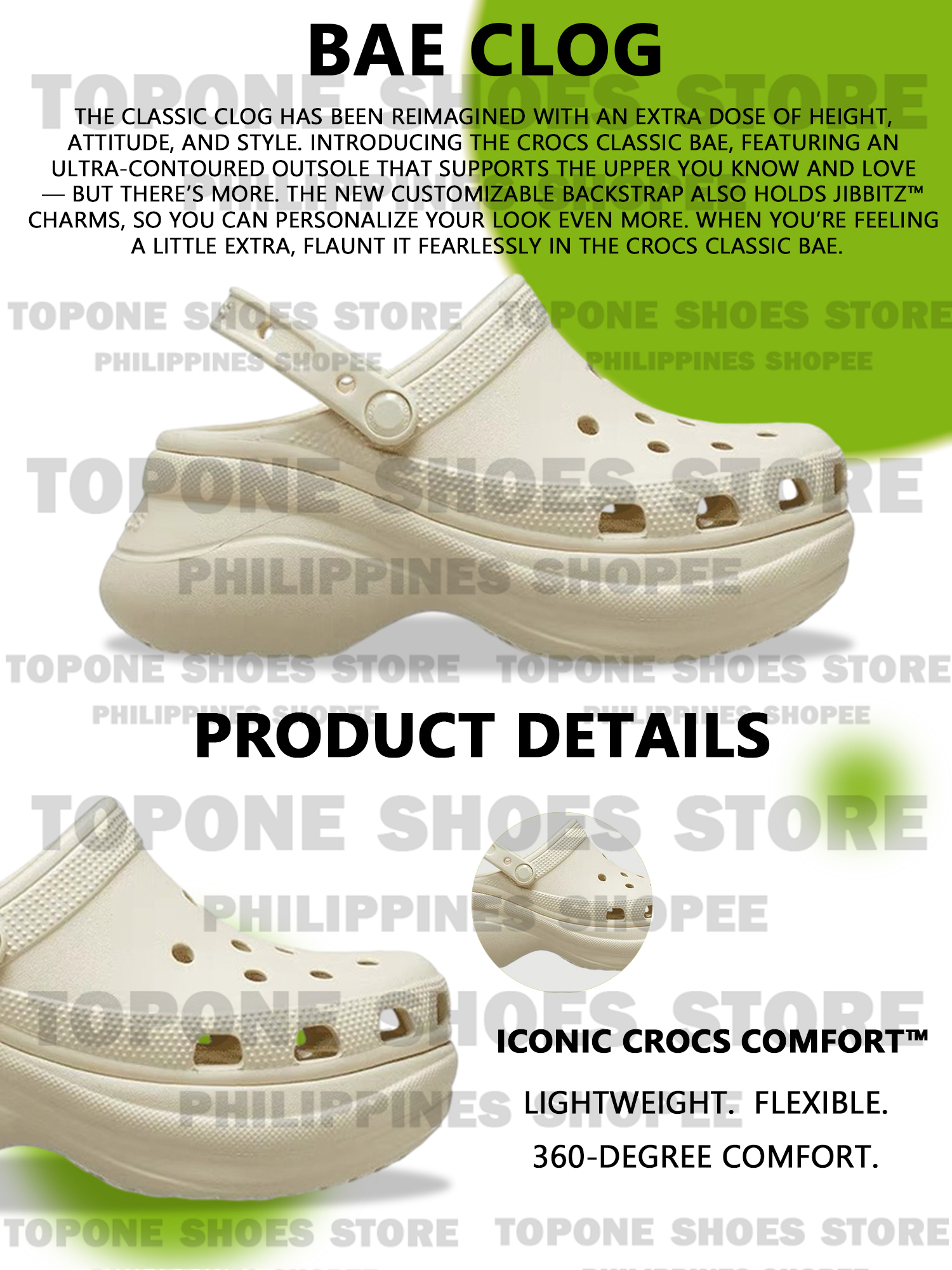 Crocs Bae Clog Heels Beach Walk Slides Sandals For Woman With Free ...