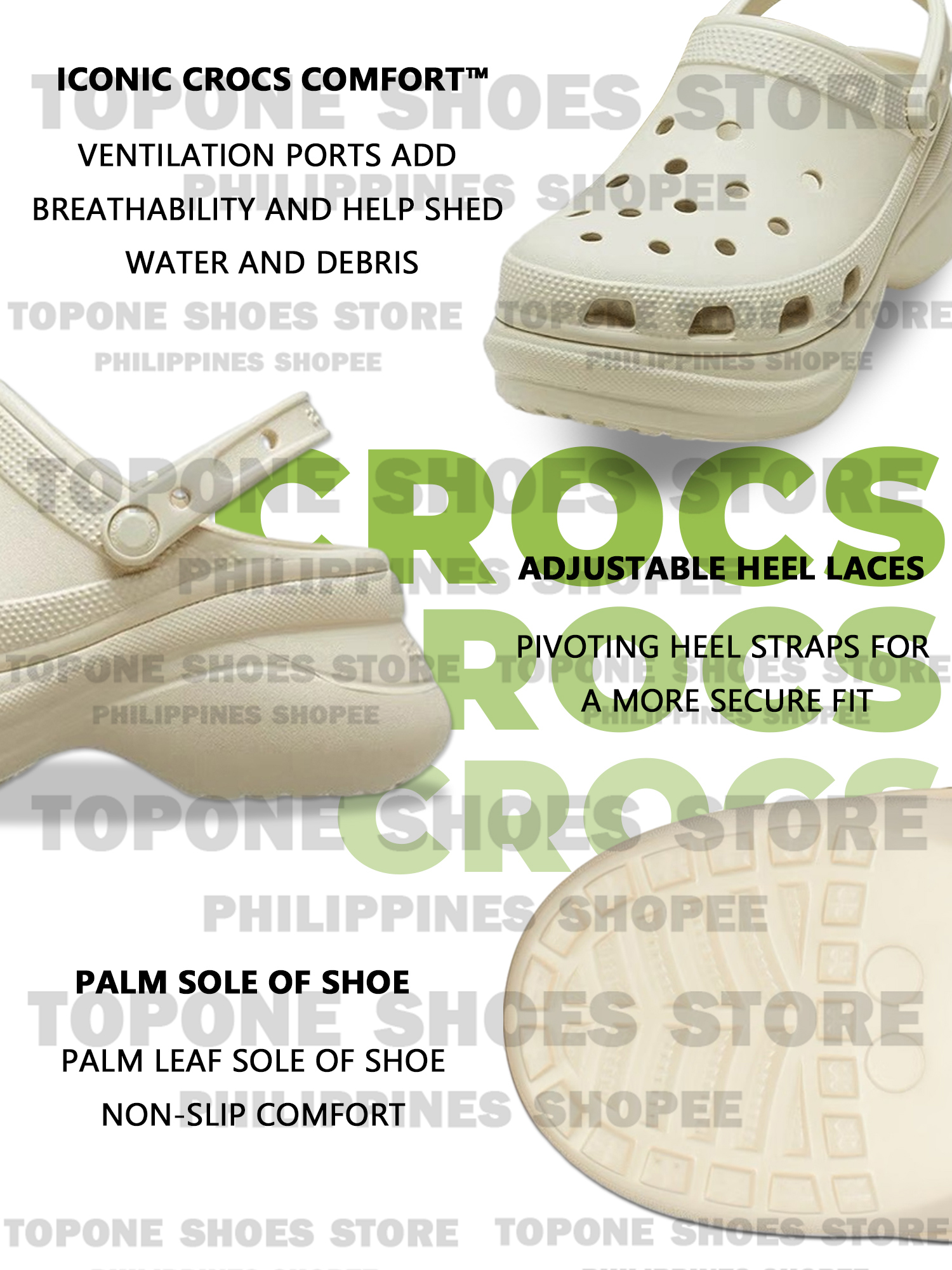 Crocs Bae Clog Heels Beach Walk Slides Sandals For Woman With Free ...