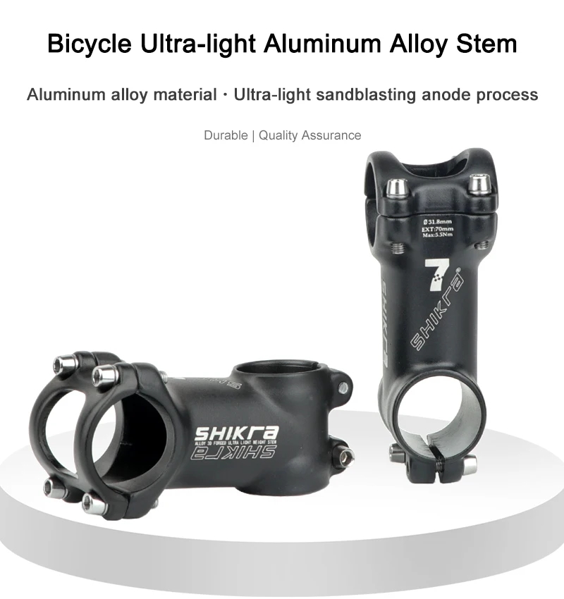 Shikra Bicycle Stem Ultralight 7 Degree 31.8*35/45/55/60/70/80/90/100 ...