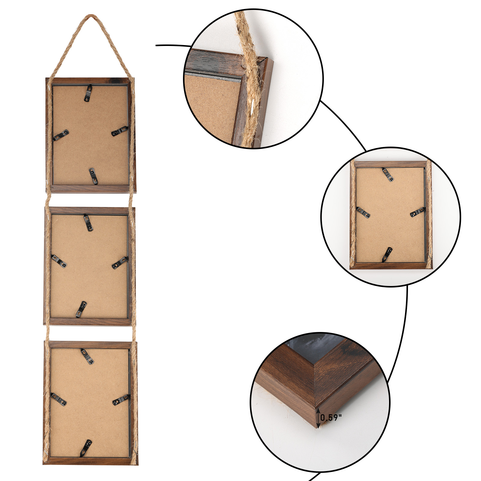 Wood Grain Picture Frame Wall Set - A6 (4x6) /B6 (5x7) Vertical Photo ...