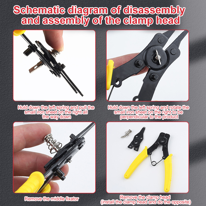 4-in-1 Multi-Function Circlip Pliers Set - Interchangeable Head ...