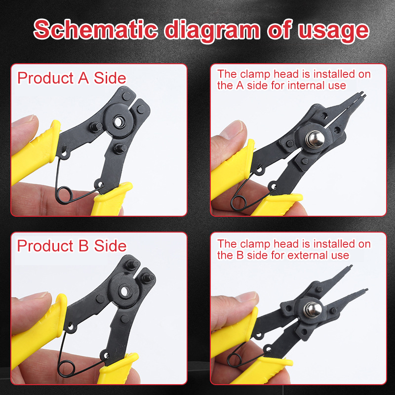 4-in-1 Multi-Function Circlip Pliers Set - Interchangeable Head ...