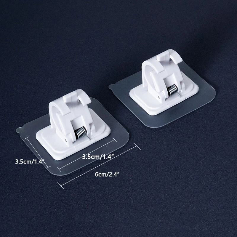 Self-Adhesive Curtain Rod Holder Hooks Adjustable Wall Clips for Spring ...