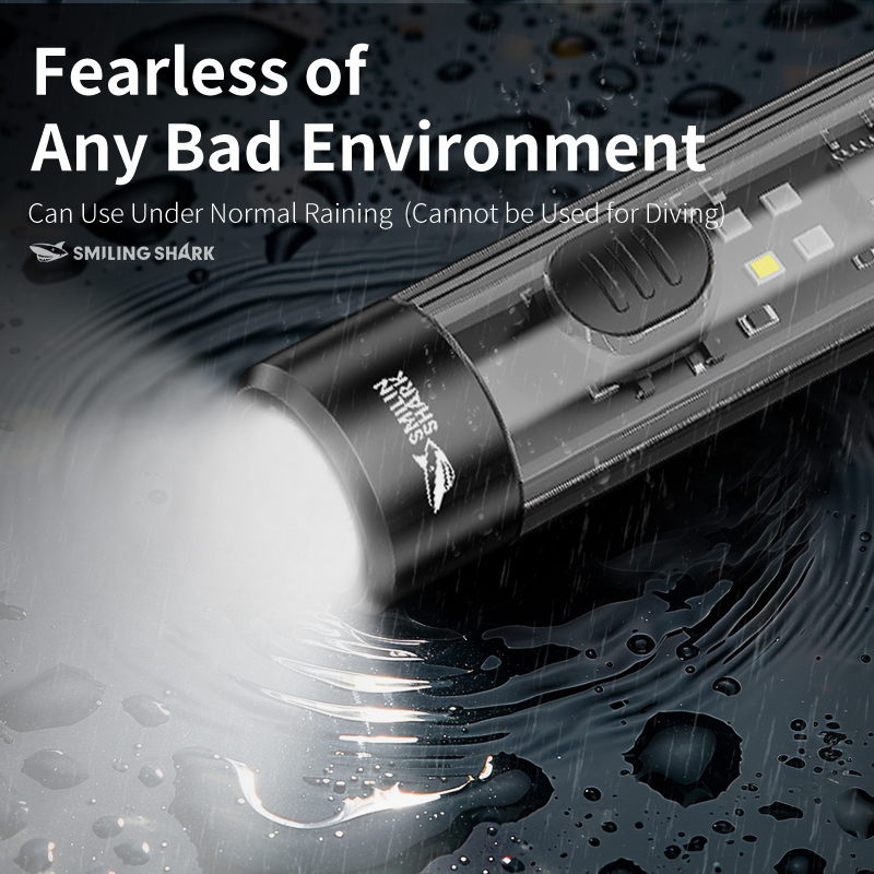 SMILING SHARK Mini Flashlight LED Keychain Light with Whistle 7Mode Red ...