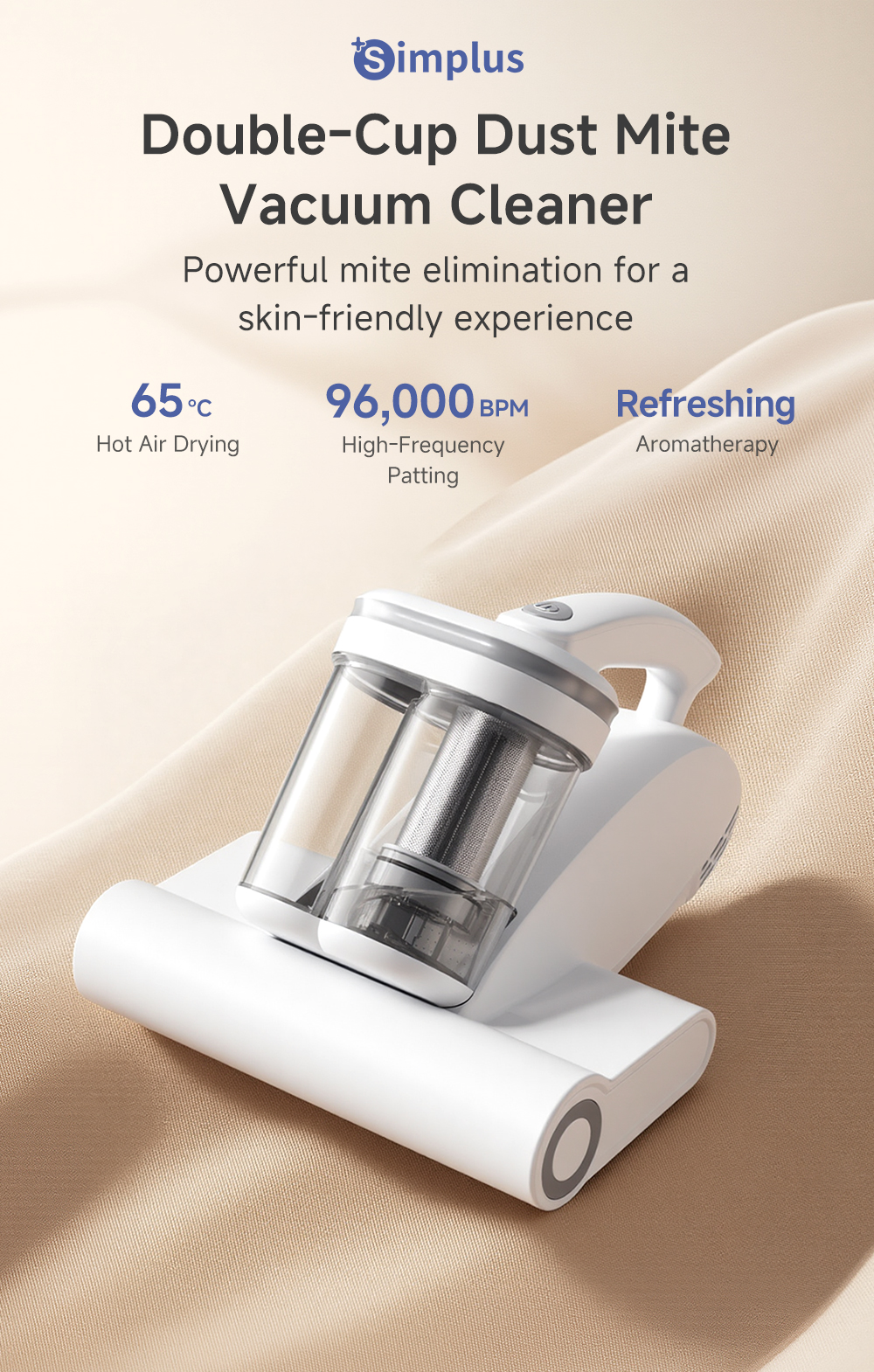 Simplus Dust Mite Vacuum Cleaner 18000Pa UV Sterilization 6-Layer ...
