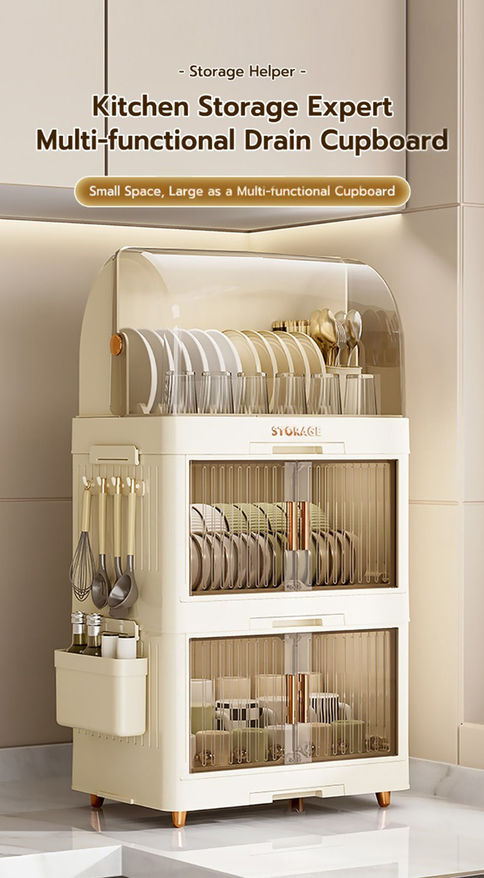 Foldable Plastic Dish Cabinet Dish Drainer Drying Rack Aesthetic With ...