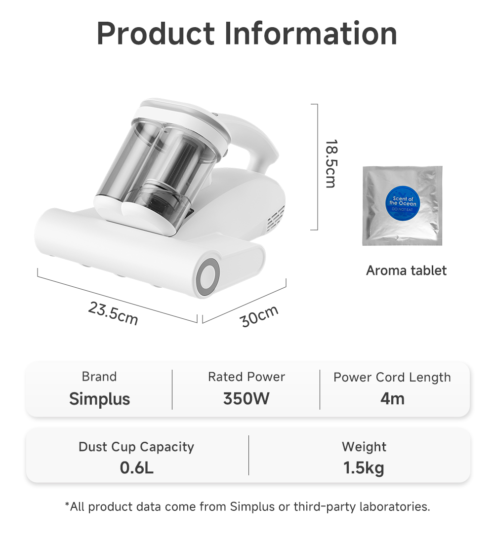 Simplus Dust Mite Vacuum Cleaner 18000Pa UV Sterilization 6-Layer ...