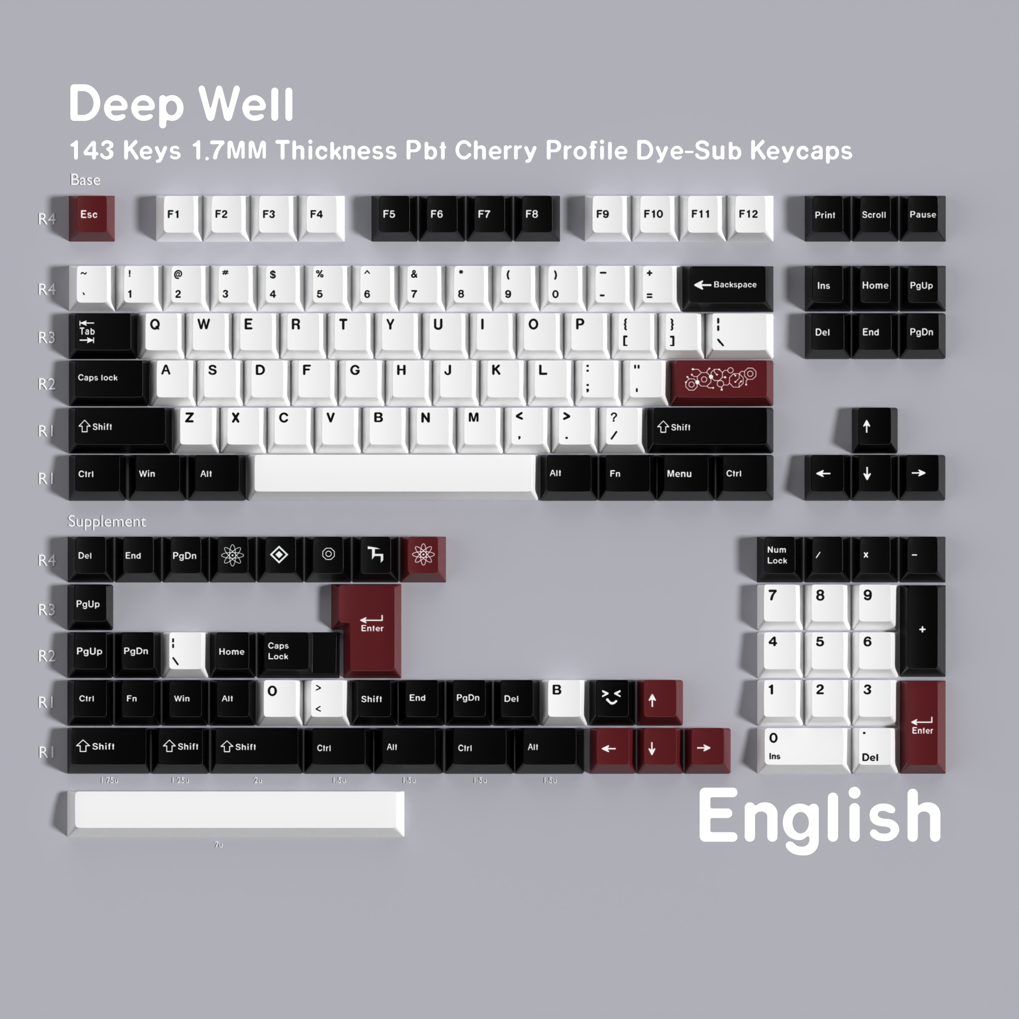 GMK Deep Well Keycaps Dye Sub Korean English Cangjie Spanish Japanese Zhuyin by 143 Keys Black ...