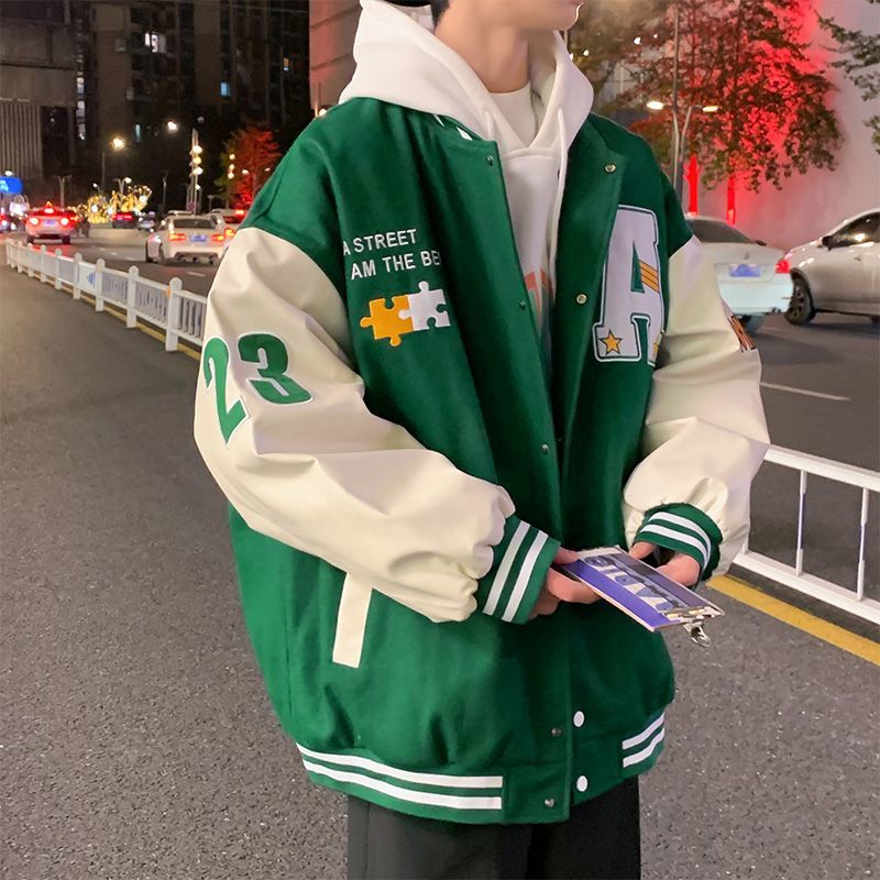 JI Korean Aesthetic jacket for men style casual vintage jacket baseball ...