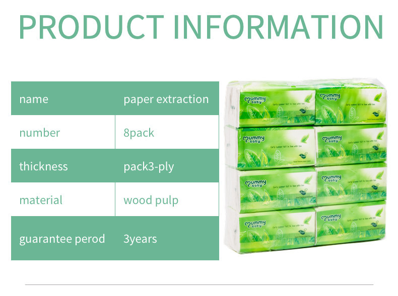 Organic green tea Facial Tissue Paper 4 ply 480 sheets x 8 Packs Tissue ...