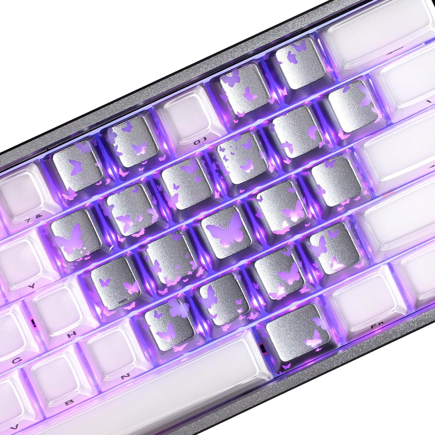 elec fox Butterfly Shine Through Keycaps, Love Theme Cute Custom ...