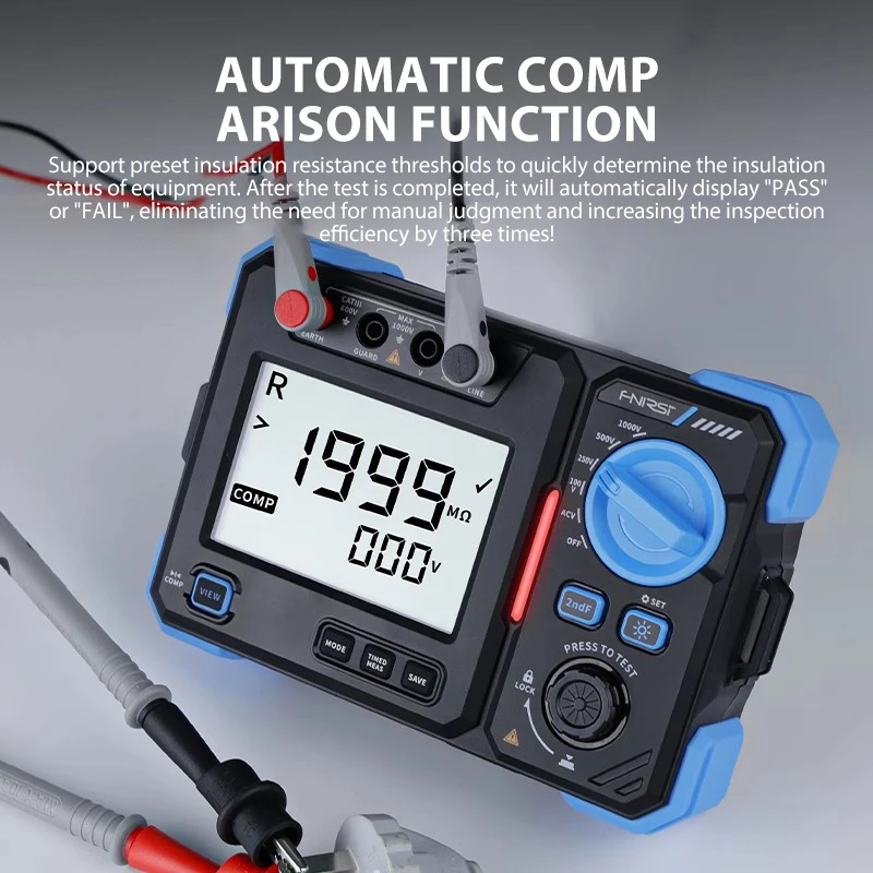 FNIRSI MRT-1050 Insulation Resistance Tester 1000V 20GΩ Megohmmeter AC ...