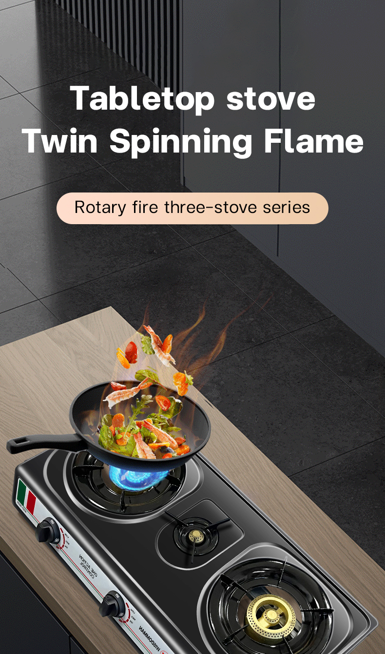 Three-burner Two-burner One-burner gas stove, stainless steel body ...