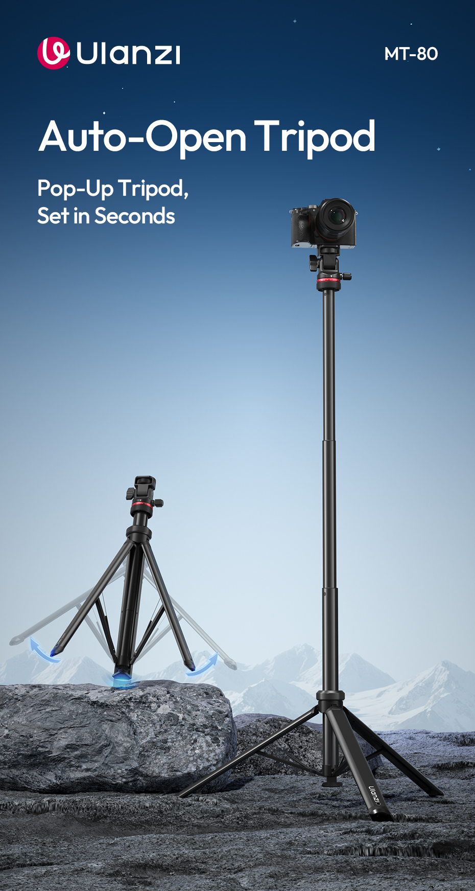 Ulanzi MT-80 Auto-Open Tripod 2M Quick Release Light Stand Tripod with ...