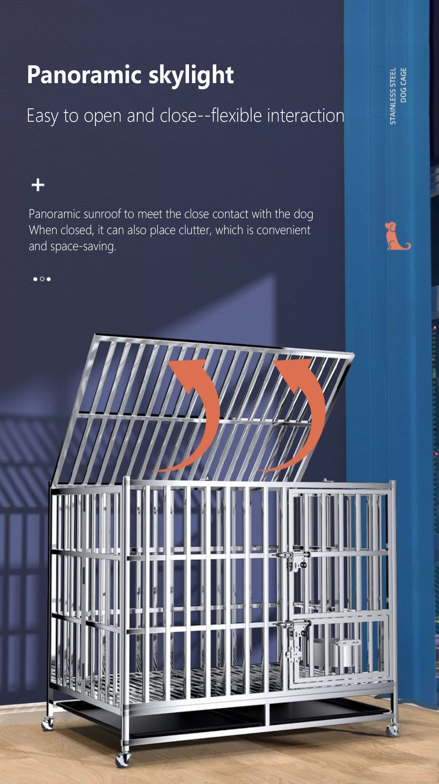 [Gift] 304 Heavy Duty Pet Cage, Stainless Steel Four Wheel Pet Cage ...