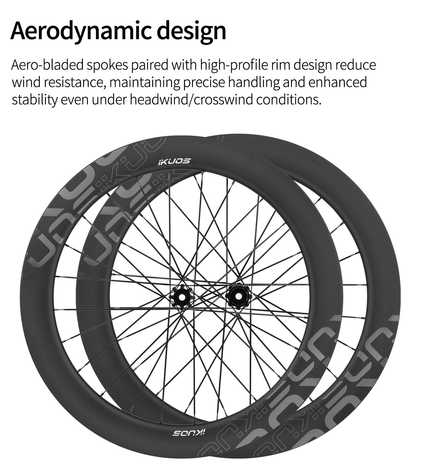 IKUOS High-Profile Carbon Fiber Road Bike Wheelset - 50/65mm Rim Depth ...