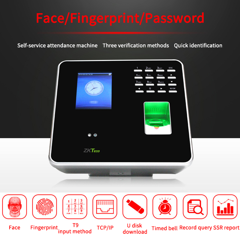 ZKTECO Biometrics Time Attendance Machine LCD Screen Fingerprint ...