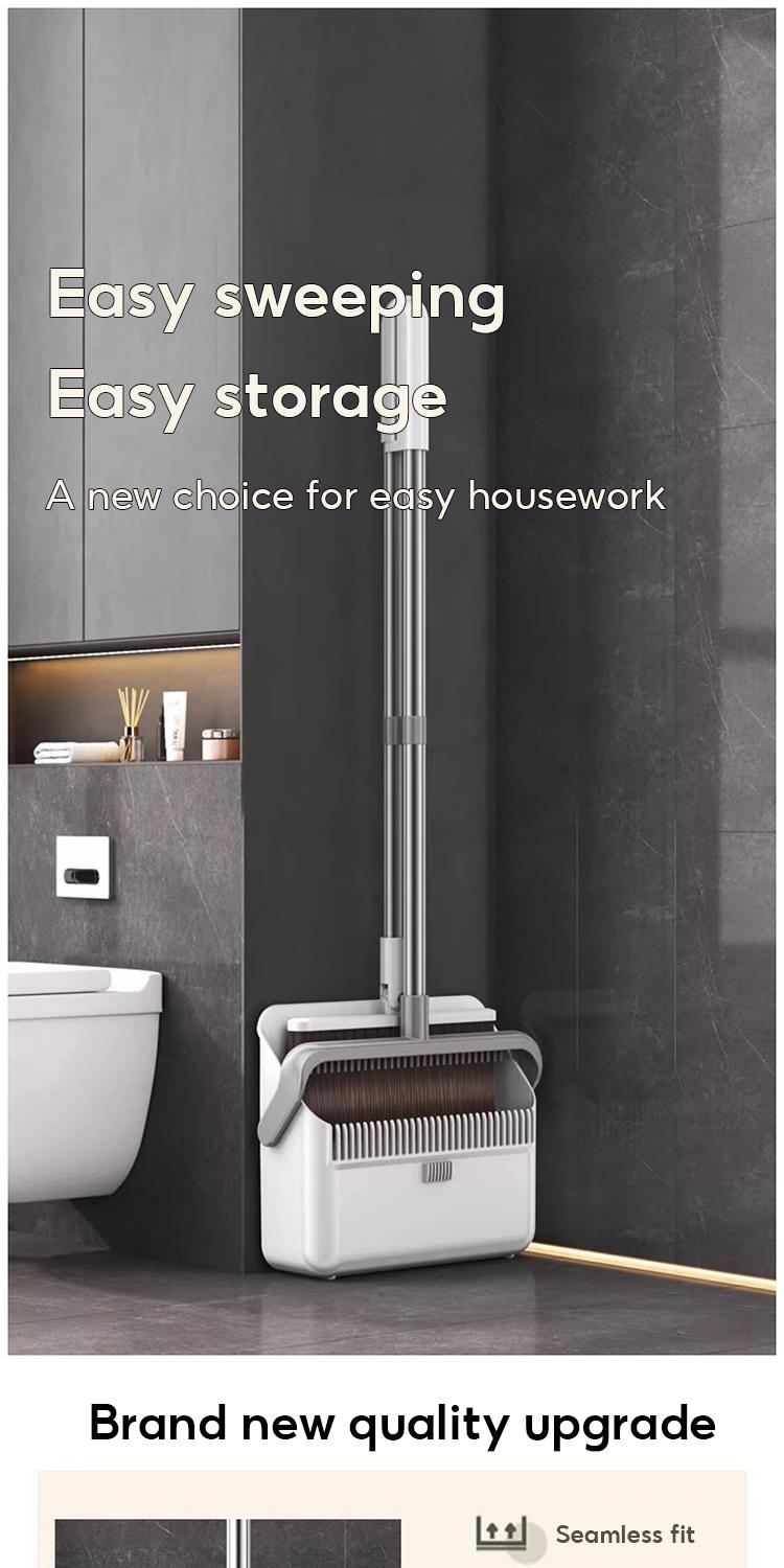BOSHUO New Upgrade Broom and Dustpan Set Double Scraping Teeth New Home ...
