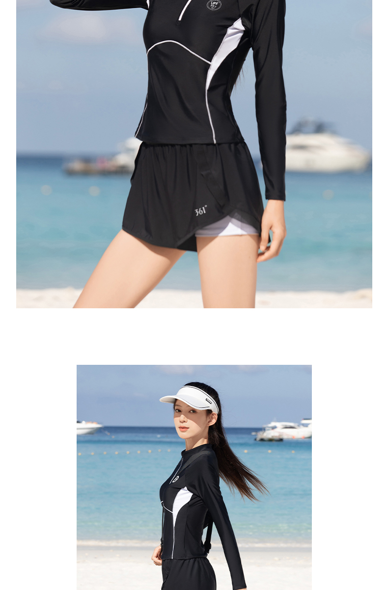 361 Degrees Female Swimwear Beach Outfits 2 Pieces Long Sleeve Swimsuit ...