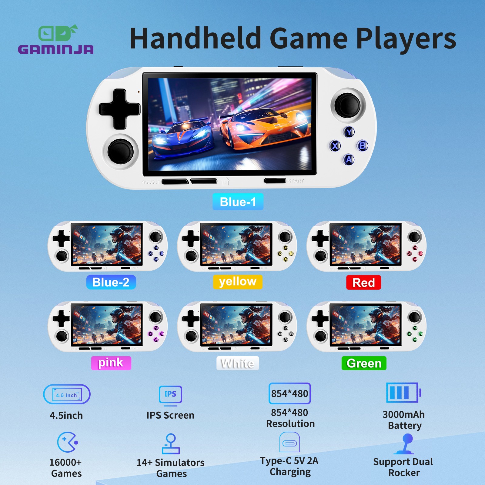 ANS16 Portable Handheld Game Console 4.5 Inch IPS Screen Retro Video ...