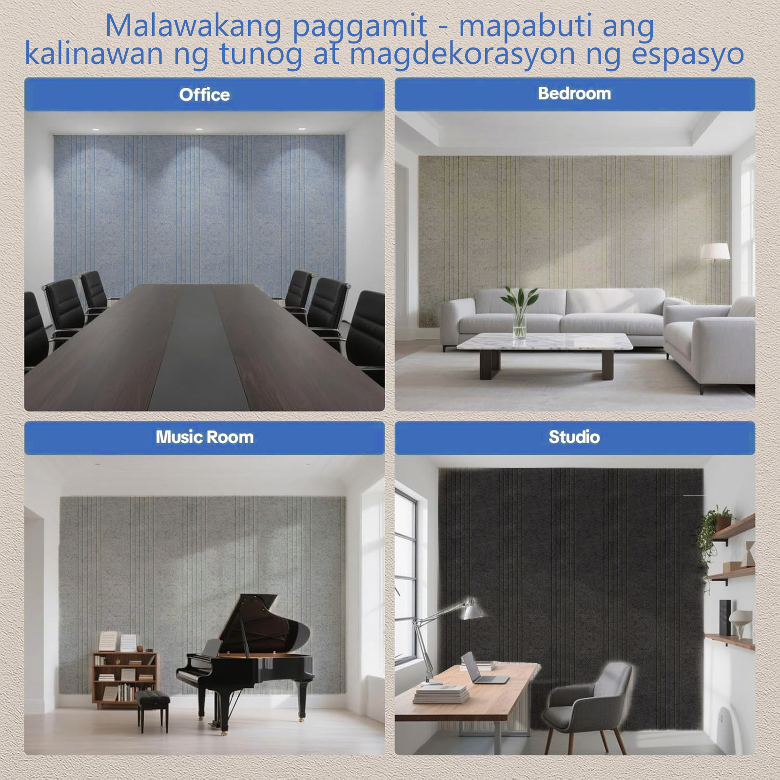 Polyester Sound Acoustic Panels Soundproof Board Room Indoor Bedroom ...