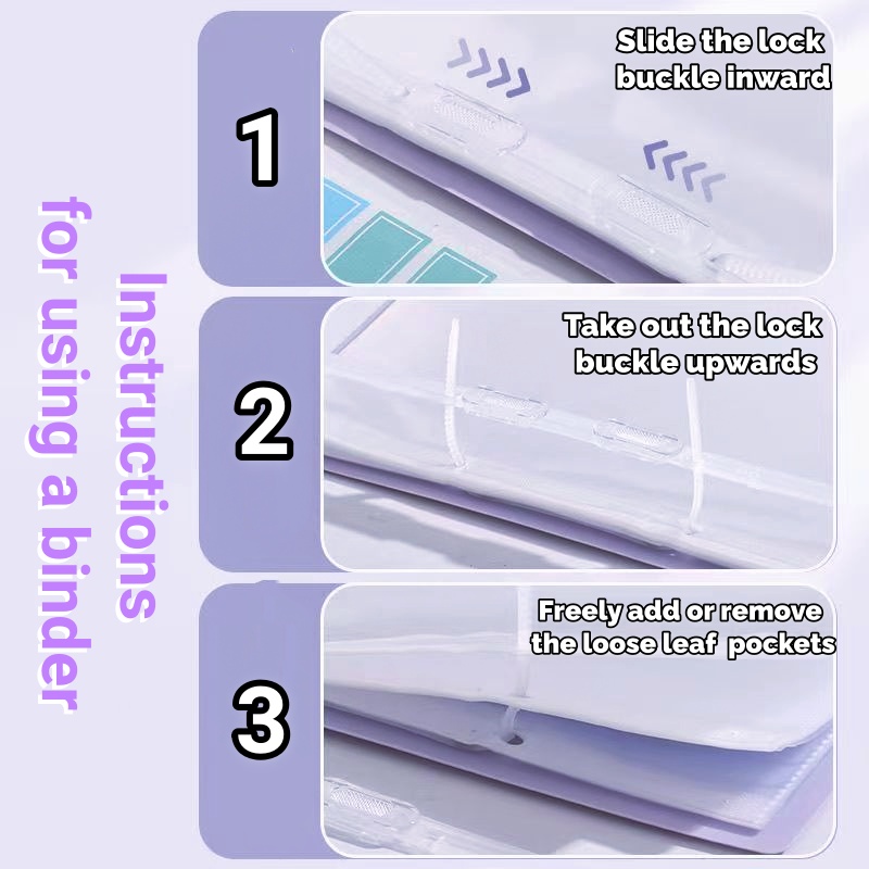 Long Clear Book With Zipper Pocket Loose Leaf File Folder Binder Clasp ...