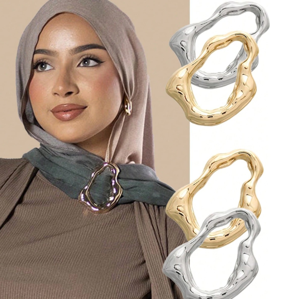 T-shirt Tie Clips, Silk Scarf Ring Clip for Women Fashion Metal Round ...