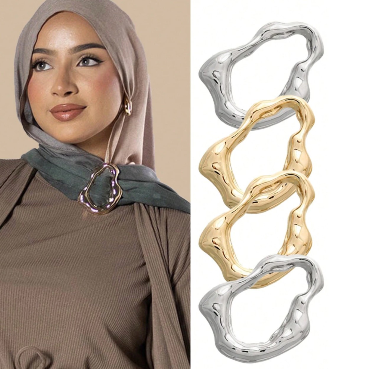 T-shirt Tie Clips, Silk Scarf Ring Clip for Women Fashion Metal Round ...