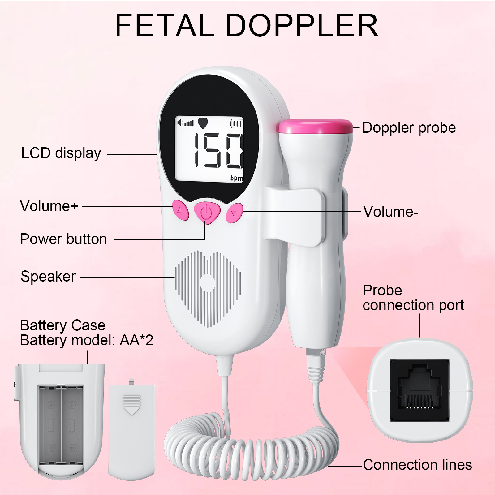 [Local delivery] JSL-T502 Fetal Doppler - Non-Rechargeable + 30ml ...