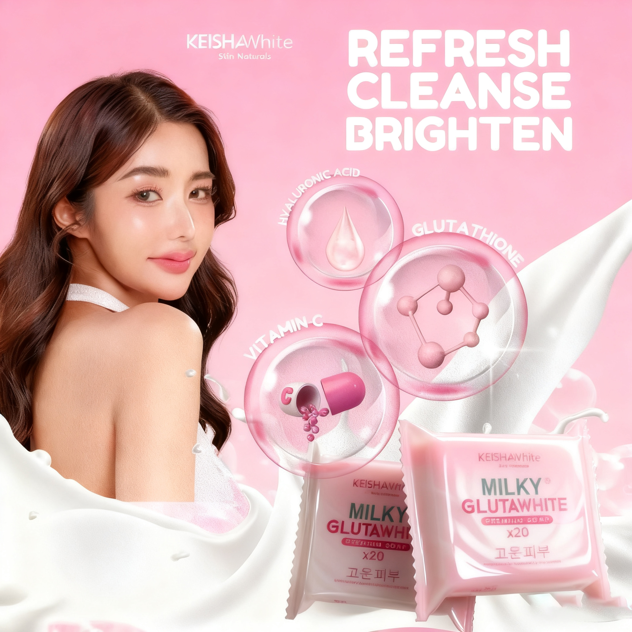10Pcs MILKY GLUTA WHITE X20 EXTREME WHITENING SOAP Dark Spot Scars ...