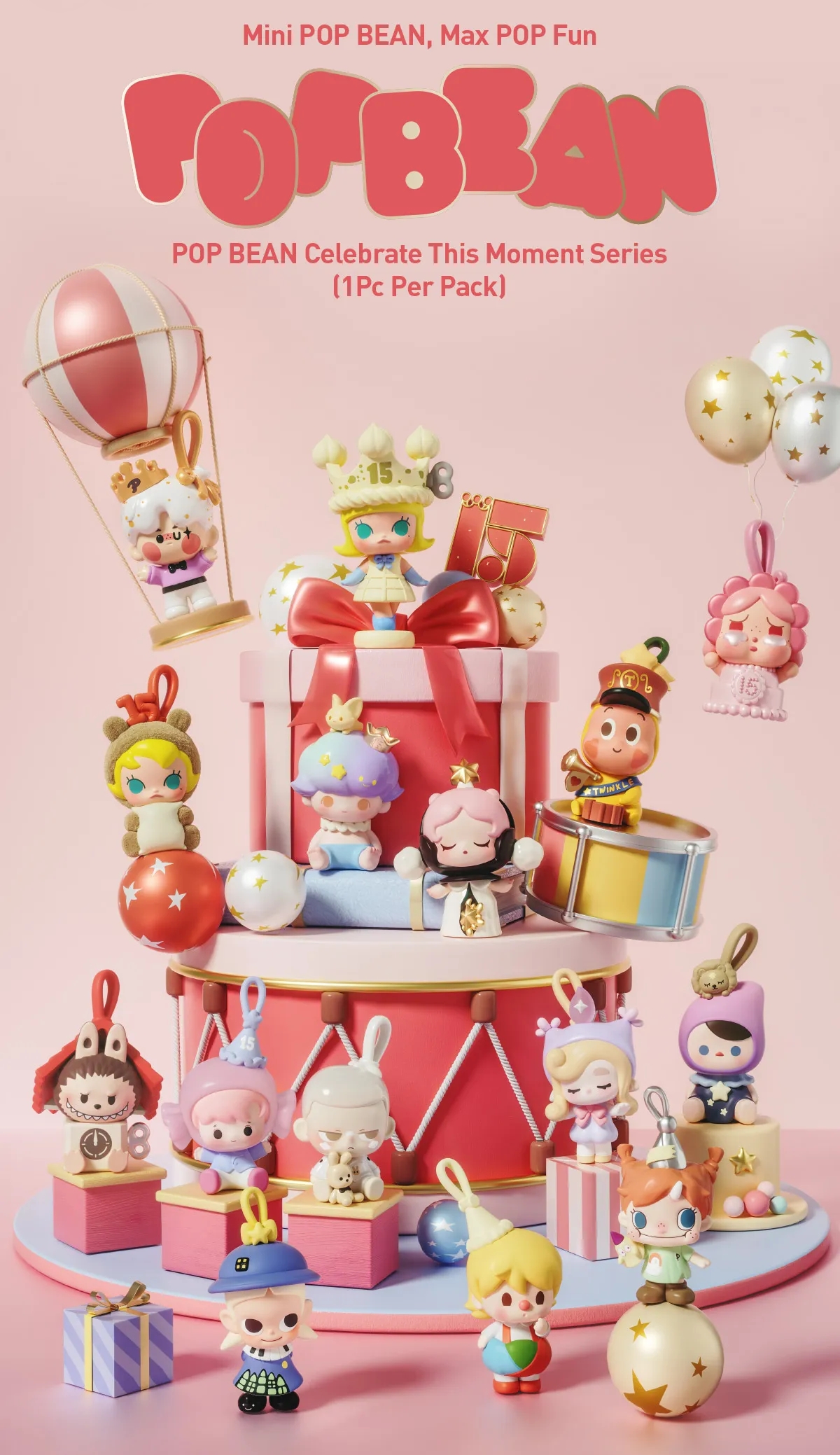 POPMART 15th Anniversary POP BEAN Celebrate This Moment Series 1PCS/Bag ...
