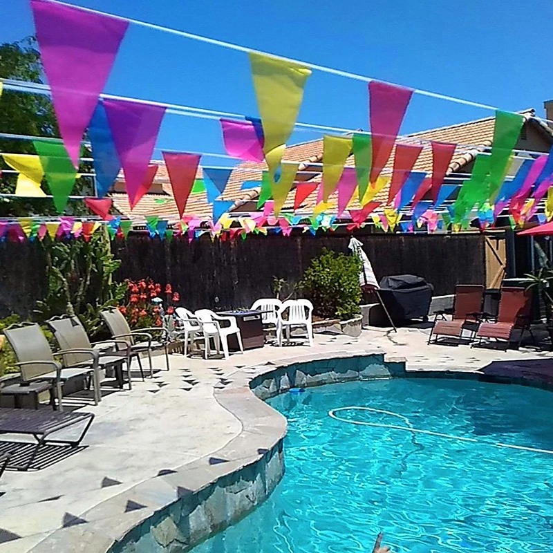 80 Meters Vibrant Triangle Plastic Flags Long String Banderitas ...