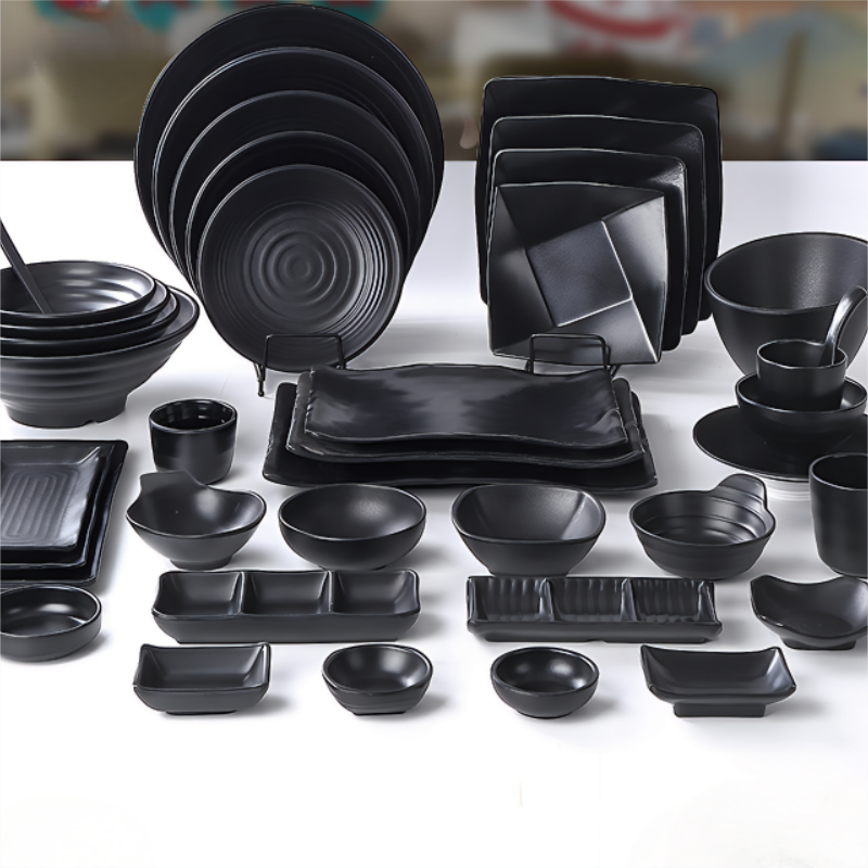 BLACK Sushi Plate Japanese-style Beef Hot Pot Tableware & Side Dish ...