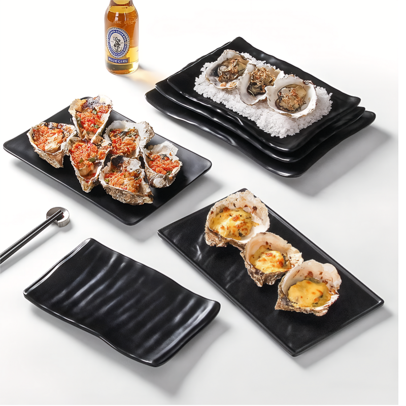 BLACK Sushi Plate Japanese-style Beef Hot Pot Tableware & Side Dish ...