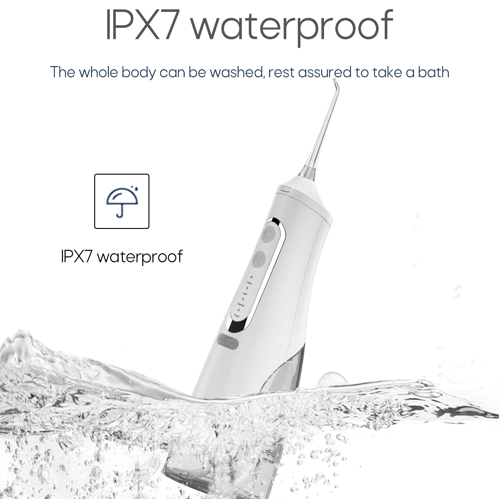Oral Irrigator USB Rechargeable Water Flosser Portable Dental Water Jet 310ML Water Tank IPX7 ...