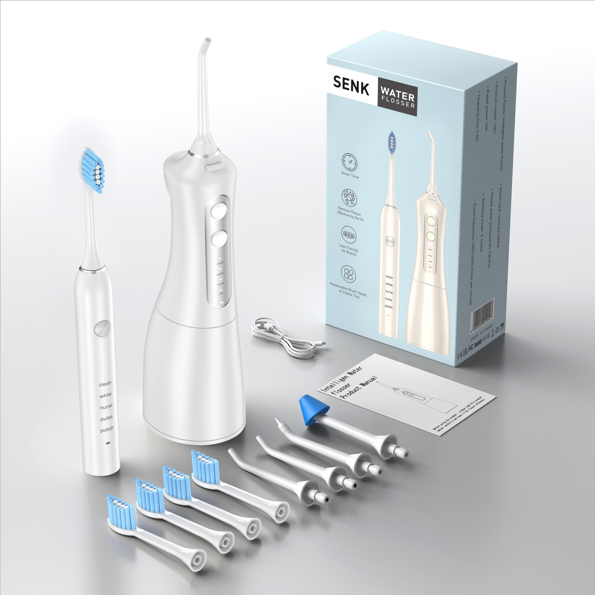 Oral Irrigator Sonic Electric Toothbrush Set Water Dental Flosser Teeth ...