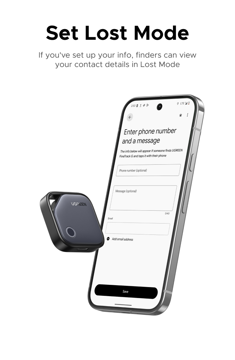 UGREEN FineTrack G Smart Tag Smart Locator Anti Lost Work with Find Hub ...