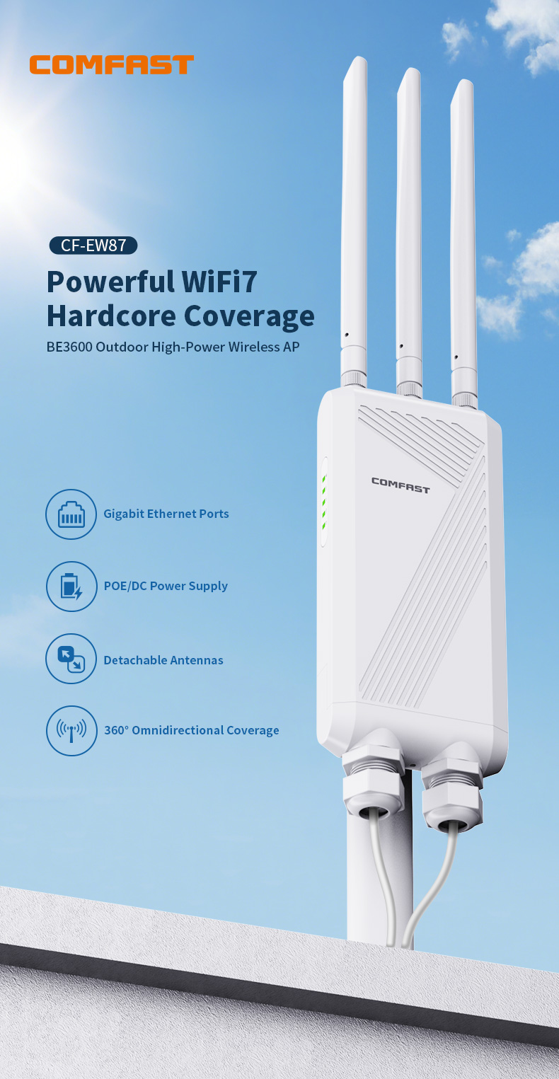 COMFAST BE3600 WiFi 7 Outdoor AP 2.4G/5.8GWiFi Access Point 360°WiFi ...