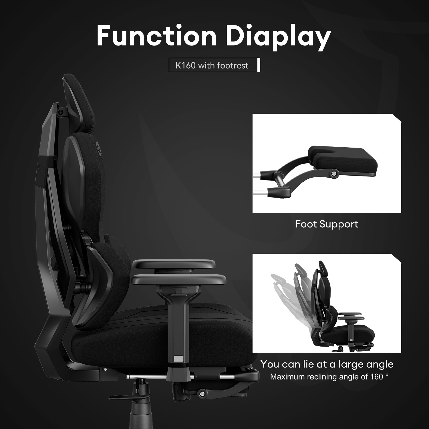 Musso Aerofly K160 Ergonomic Gaming Chair with Footrest 160° Recline ...